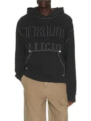 True Religion Applique Big T Boxy Hoodie In . Also - Black