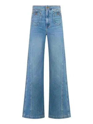 Veronica Beard Taylor Godet Panelled Patch-pocket Jeans - Blue