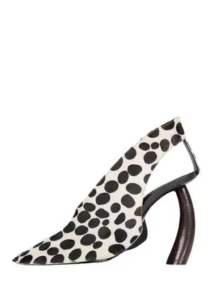 A.W.A.K.E. Mode Dalmatian Print Leather Slingback Sandals - White