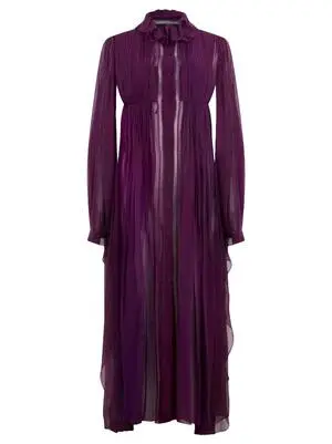 Alberta Ferretti Ruffled Pleated Maxi Dress - Purple