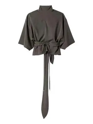 Jacquemus High Neck Tie-waist Top - Grey