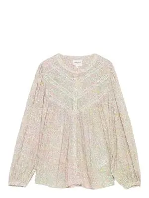 MAISON123 Devon Floral-print Lace-trim Blouse - Neutrals