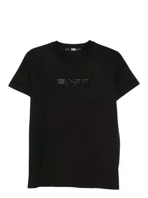 Karl Lagerfeld Rhinestone Logo T-shirt - Black