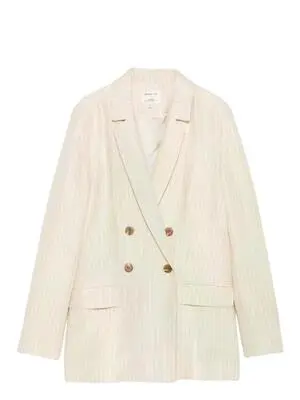 MAISON123 Florine Pinstripe Double-breasted Blazer - Neutrals