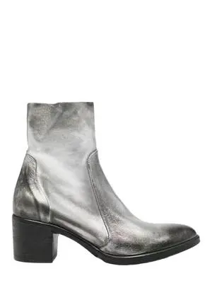 STRATEGIA SHOES Strategia Metallic-effect Leather Ankle Boots - Silver