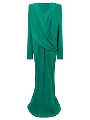 Alberta Ferretti Draped Maxi Dress - Green