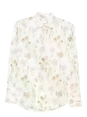 Amina Rubinacci Floral Print Long Sleeve Shirt - White