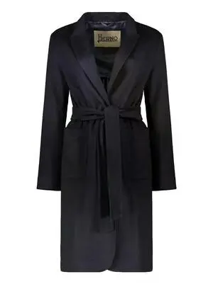 Herno Belted Cashmere Coat - Blue