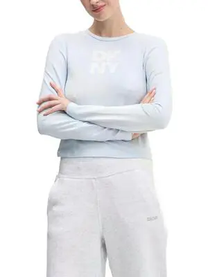Dkny Logo Print Long Sleeve T-shirt - Blue