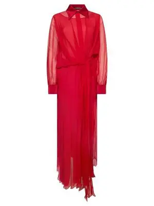 Alberta Ferretti Knot-detail Silk Maxi Dress - Red