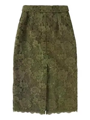 Simone Rocha Peeling Floral-lace Midi Skirt - Green