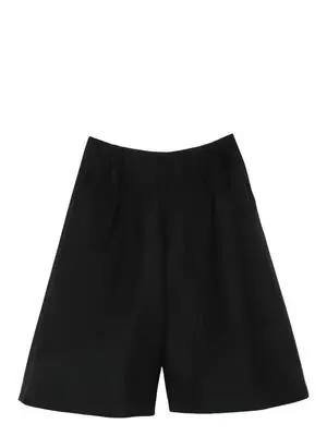 THE ROW Fauna Pleated Wool Twill Tailored Shorts - Black