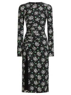 Dolce & Gabbana Geranium Bouquets-print Charmeuse Midi Dress - Multicolor