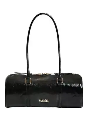 Essentiel Antwerp Glossy Shoulder Bag With Gold-Tone Hardware Black
