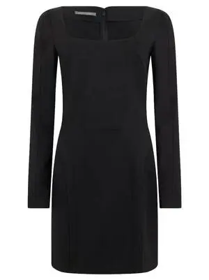 Alberta Ferretti Square Neck Long Sleeve Mini Dress - Black