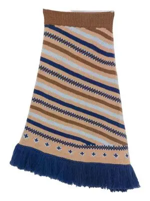 Alanui Striped Fringed-hem Midi Skirt - Neutrals