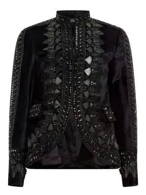Alberta Ferretti Embellished Velvet Jacket - Black