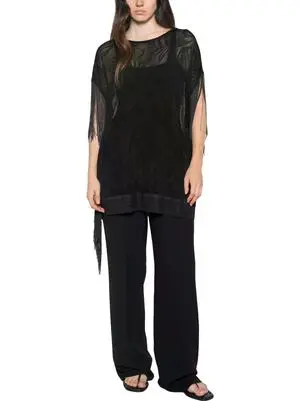 TWINSET Jacquard-knit Sweater With Fringe Trim - Black