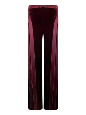 Alberta Ferretti Panelled Velvet Trousers - Red