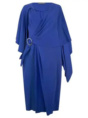 Alberta Ferretti Draped Midi Dress With Cape Detail - Blue
