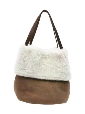 MANZONI 24 Shearling Trim Tote Bag - Brown