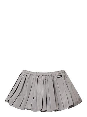 Miu Miu Pleated Technical Woven Mini Skirt - Piombo