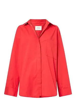 Dissh Ina Step-hem Cotton Shirt - Red