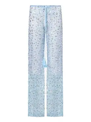 JADED LONDON Deva Sequin Straight-leg Knit Trousers - Blue