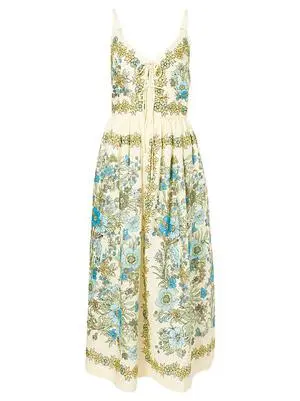 ALEMAIS Sophia Printed Linen Midi Dress - Multi