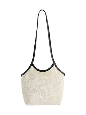 VALESQUE Crushed Velvet Shoulder Bag - Snow