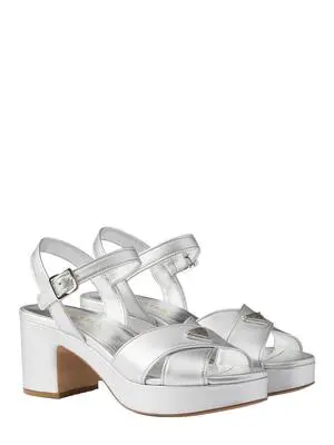 Prada Nappa Leather Platform Sandals - Silver