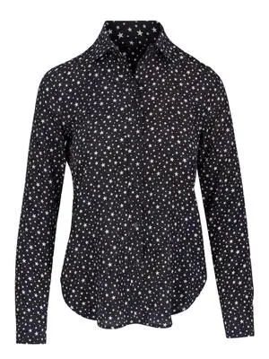 NILI LOTAN Gaia Star-print Silk Shirt - Black