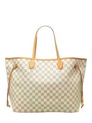 LOUIS VUITTON Damier Azur Neverfull Gm Tote Bag - White