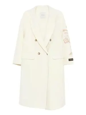 ERMANNO FIRENZE Floral Embroidered Double-breasted Coat - Neutrals