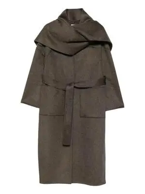 THE DYNAMIS STUDIO Scarf-detail Belted Coat - Brown