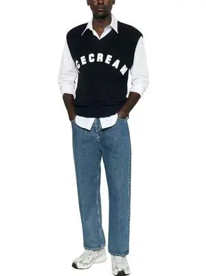 ICECREAM Logo Patch V-neck Vest - Blue