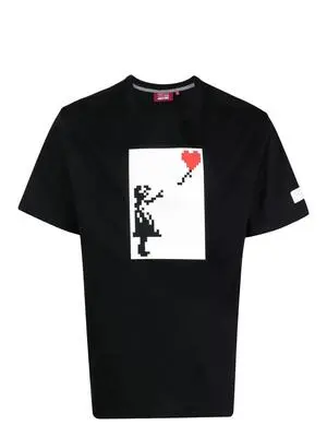 MOSTLY HEARD RARELY SEEN 8-BIT Floating Heart Cotton T-shirt - Black