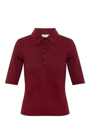 GESTUZ Ribbed-knit Polo Shirt - Red