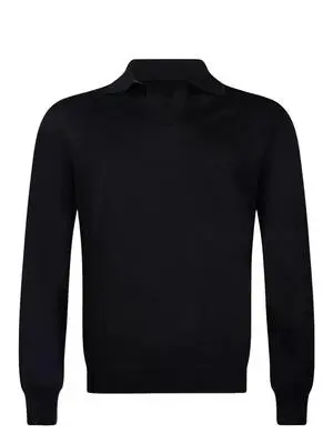 GRAN SASSO Polo Collar Long Sleeve Sweater - Blue