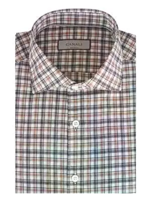 Canali Check-pattern Shirt - Brown