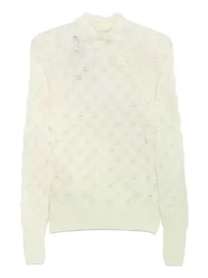 Ermanno Scervino Pointelle Knit High Neck Sweater - Neutrals