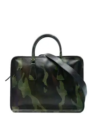 Prada Saffiano Camouflage Briefcase - Blue