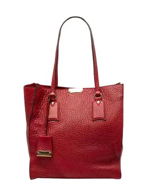 Burberry Grained Calfskin Heritage Woodbury Tote Bag - Red