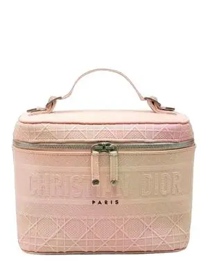 Dior Diortravel Canvas Cannage D Lite Case Vanity Bag - Pink