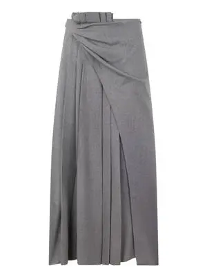 Alberta Ferretti Draped Pleated Maxi Skirt - Grey