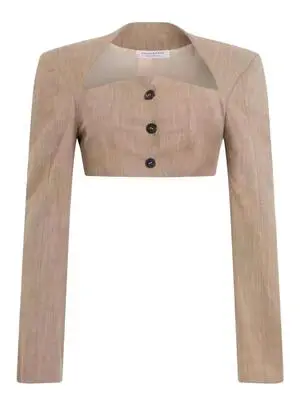 Philosophy Di Lorenzo Serafini Cropped Cut-out Jacket - Neutrals