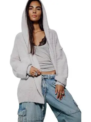 Free People Thistle Hooded Cardigan - Grey Combo