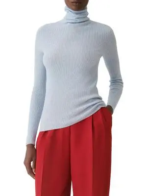 Fabiana Filippi Slim Fit Turtleneck Sweater - Gnawed Blue