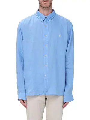 Polo Ralph Lauren Linen Button-down Shirt With Embroidered Pony Logo Blue