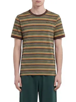 Marni Slim-fit Striped Cotton T-shirt With Contrasting Trims - Multicolor